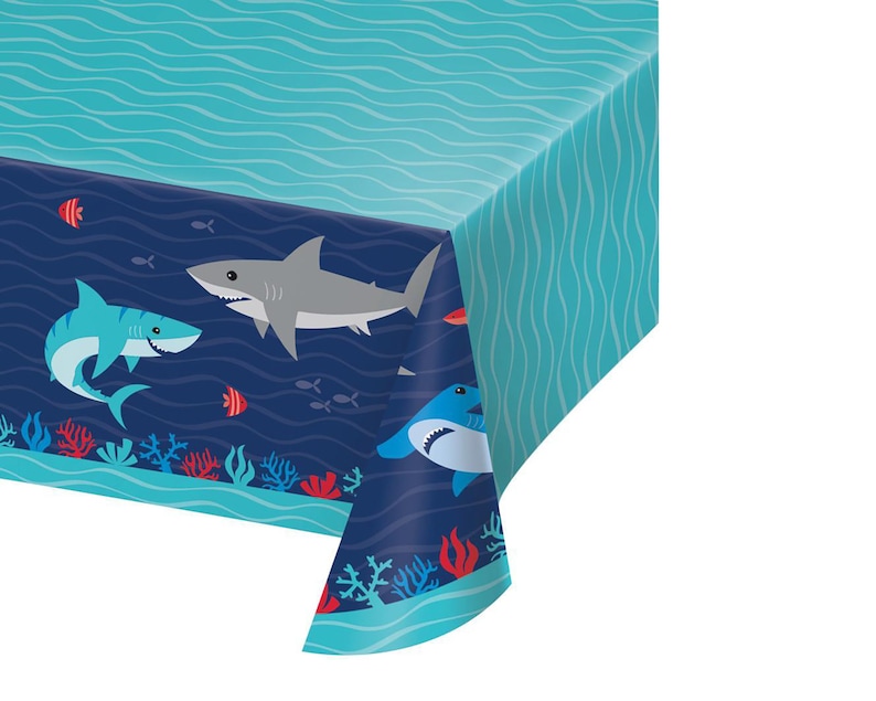 Shark Party Tablecover Shark Paper Table Cover Jawsome Party - Etsy