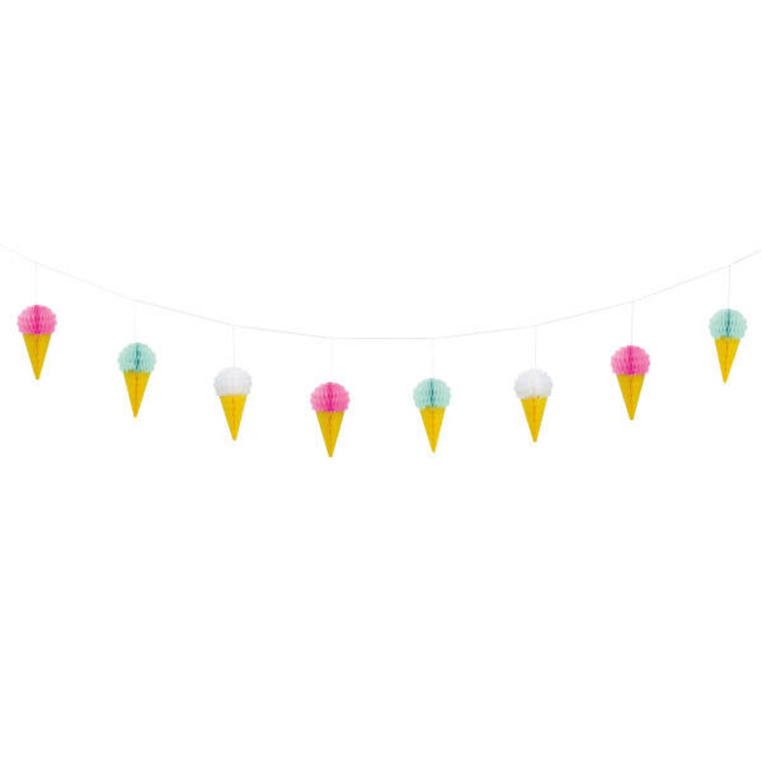 Tissue Ice Cream Party Banner/ Ice Cream Hanging Banner/ Ice Cream ...