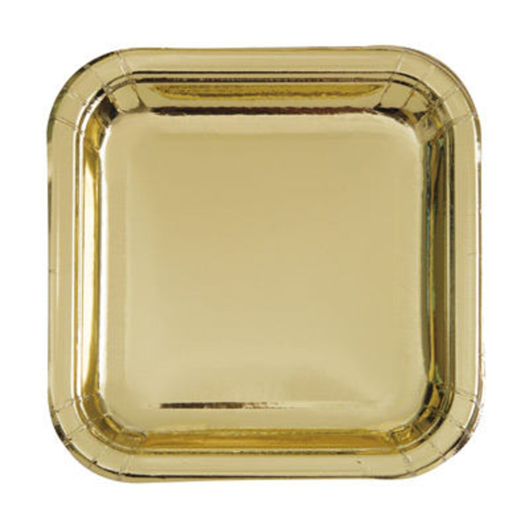 Metallic Square Gold Foil Paper Plates/ Shiny Gold Square Paper Plates ...