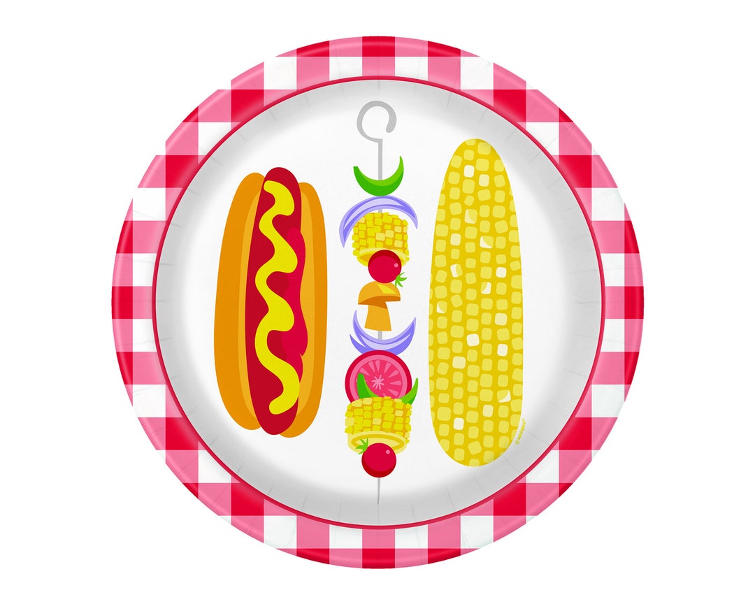Cook Out Party Plates- Cook Out Plates, Grill Out Plates, Hamburger ...