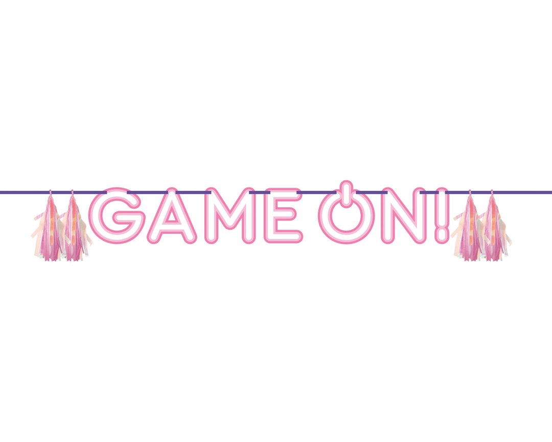 Girl Gamer Game on Banner- Pink Game on Banner, Video Game Birthday ...