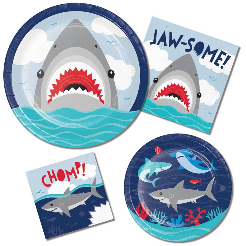 Shark Party Plates Shark Large Plates Jawsome Party Plates - Etsy