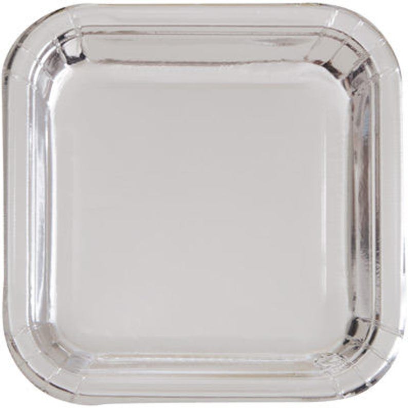 Metallic Square Silver Foil Paper Plates/ Shiny Silver Square Paper ...