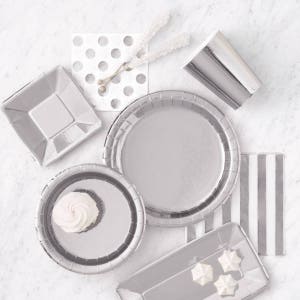 Metallic Square Silver Foil Paper Plates/ Shiny Silver Square Paper ...