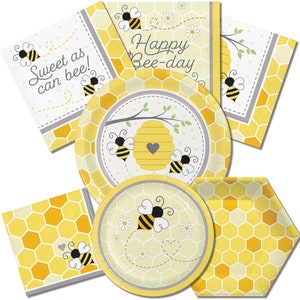 Bee Party Large Plates / Bee Party Plates / Bee Plates / Bumble Bee ...