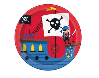 Pirate Party Plates- Large Pirate Birthday Party Plates, Pirate Party ...