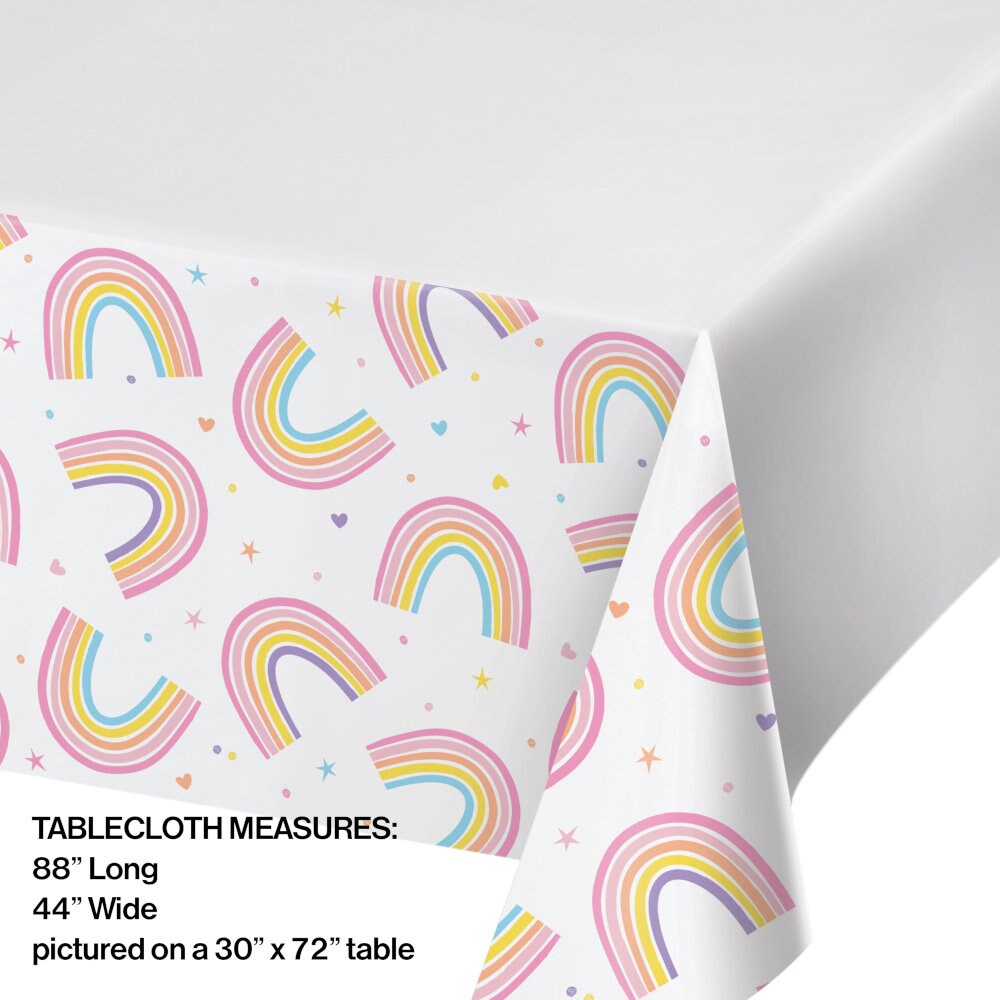 Pastel Rainbow Party Tablecover Pastel Birthday Table Cover - Etsy