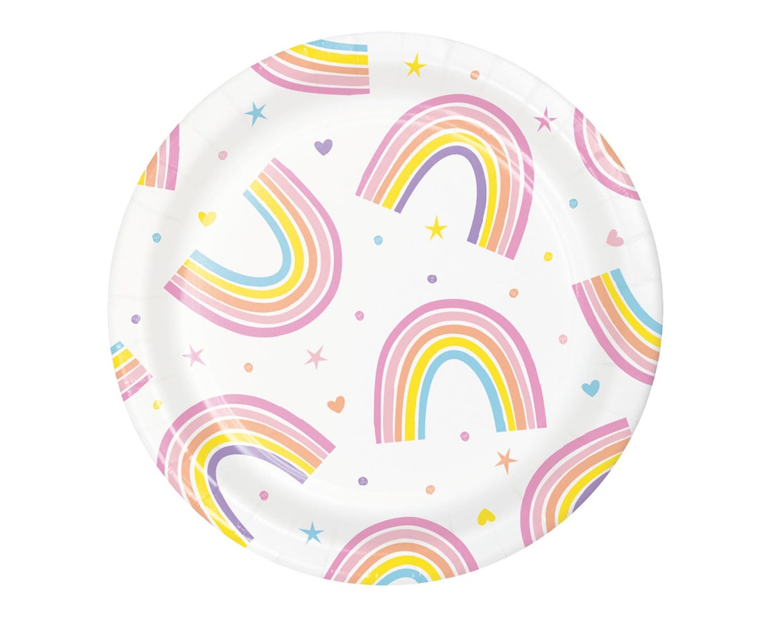 Pastel Rainbow Party Plates- Pastel Birthday Plates, Pastel Rainbow ...