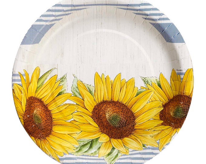 Farmhouse Sunflower Large Plates/fresh Sunflower Dinner Plates/rustic ...