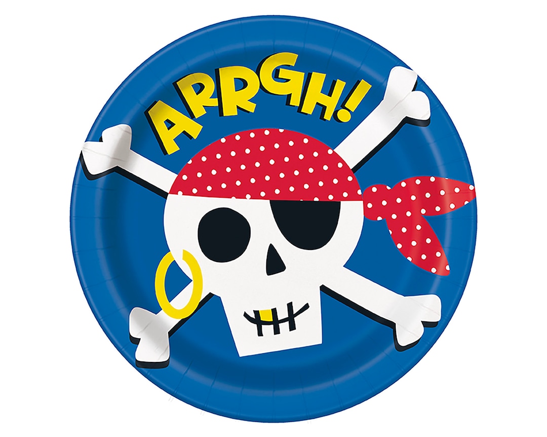 Pirate Party Plates- Large Pirate Birthday Party Plates, Pirate Party ...