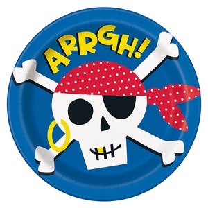 Pirate Party Plates- Large Pirate Birthday Party Plates, Pirate Party ...