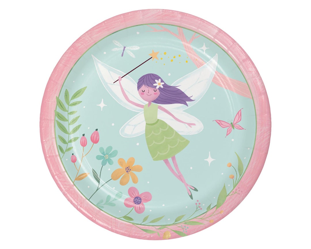 Fairy Party Plates- Fairy Birthday Large Plates, Fairy First Birthday ...