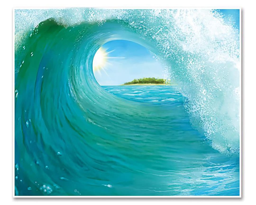Wave Party Backdrop- Tropical Party Backdrop, Surf Wave Backdrop, Luau ...