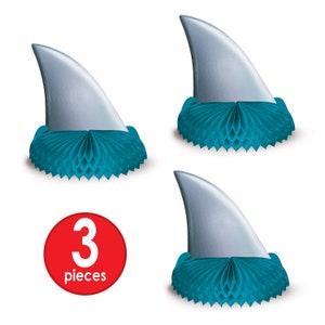 3 CT Shark Fin Party Centerpiece- Shark Birthday, Shark Birthday Party ...
