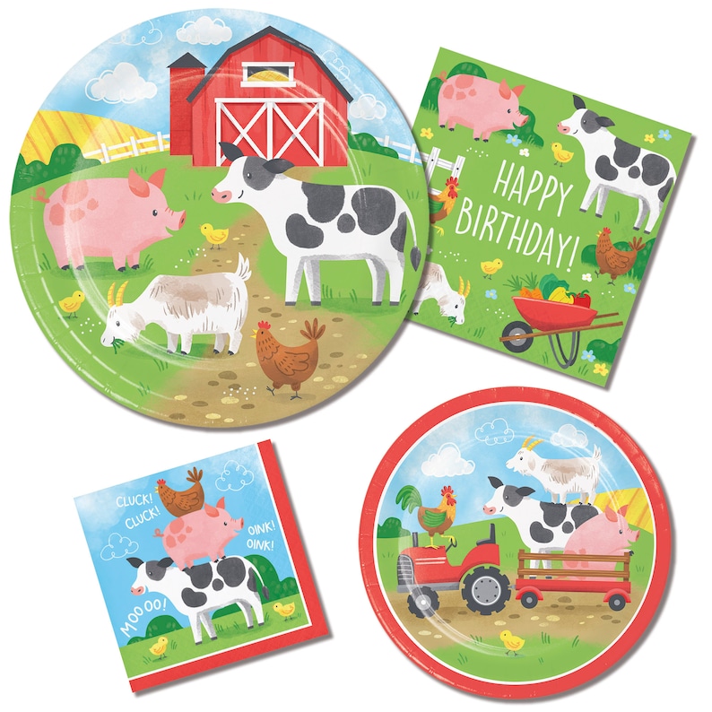 Farm Party Large Plates Barnyard Party Plates Farm Birthday - Etsy