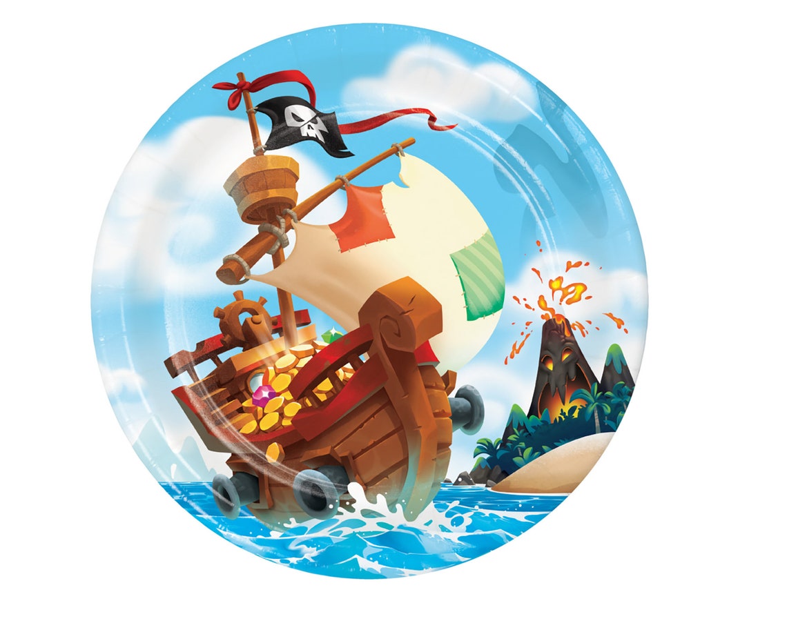 Pirate Party Plates Large Pirate Birthday Party Plates | Etsy