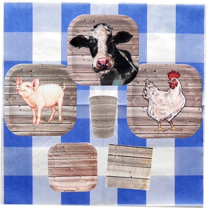 Pig Party Plates/ Farm Party Plates / Pig Plates / Barnyard Plates ...
