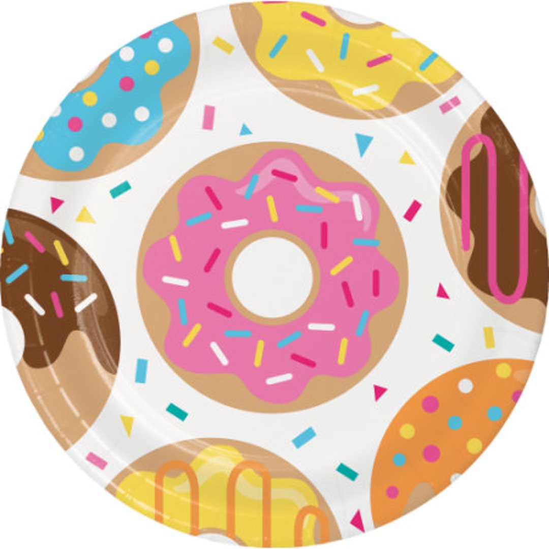 Donut Plates/ 8 CT Donut Theme Party Plates/ Luncheon Donut Paper Party ...