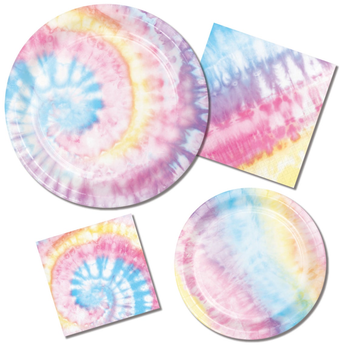 Pastel Tie Dye Plates Tie Dye Birthday Party Groovy Party | Etsy