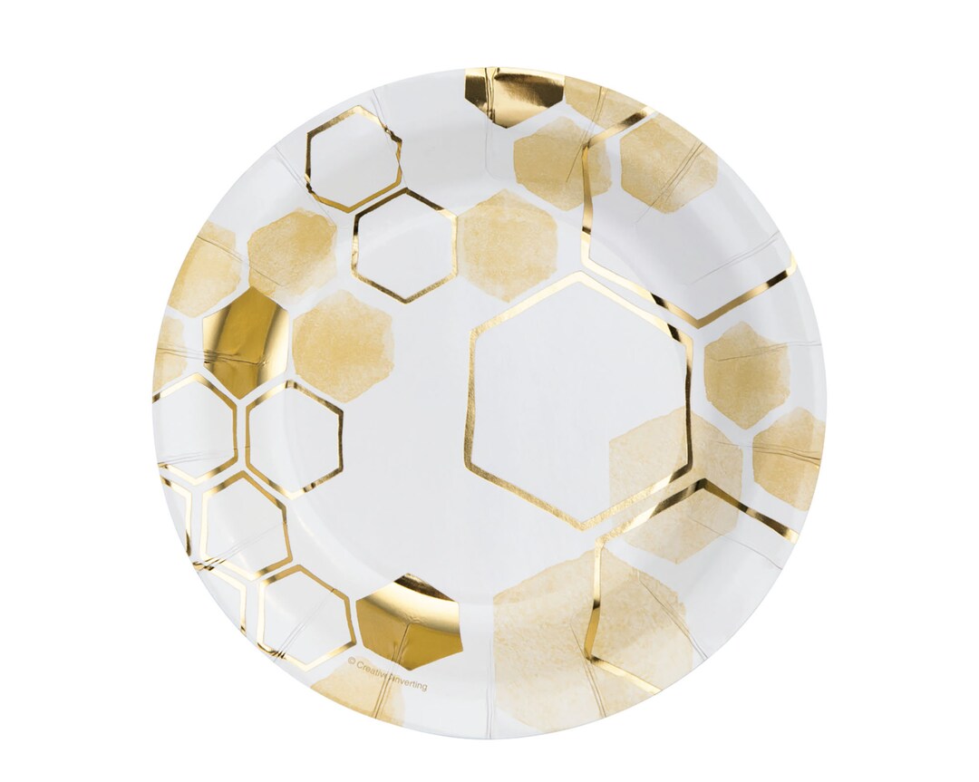 Gold Bee Party Plates- Small Gold Bee Plates, Bee Baby Shower, Bee ...