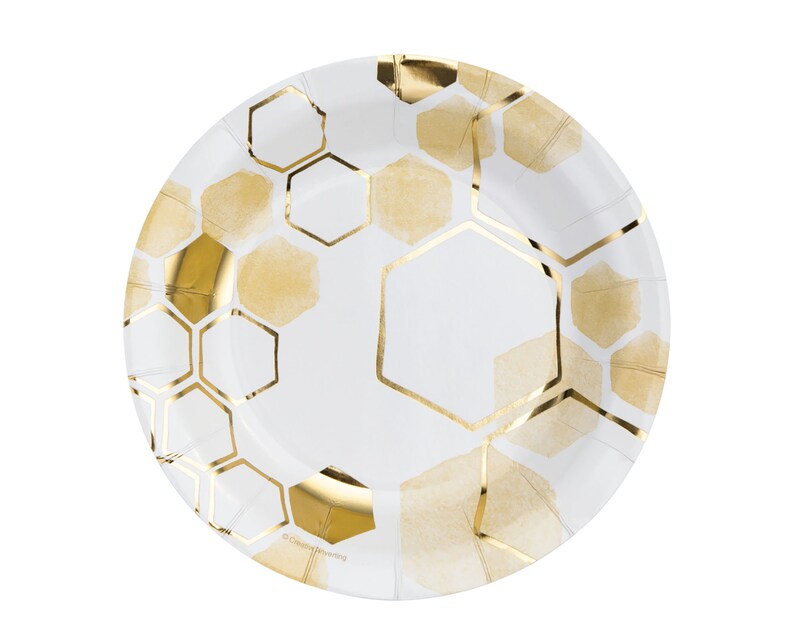 Gold Bee Party Plates Small Gold Bee Plates Bee Baby Shower - Etsy