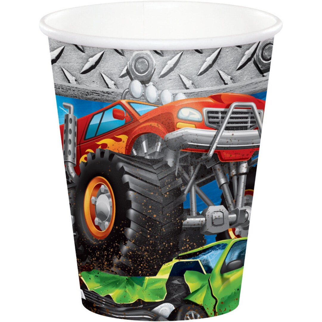 Monster Truck Party Cups | Monster Truck Paper Cups - Etsy