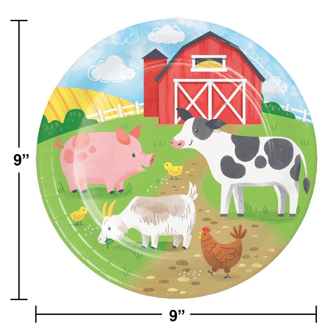 Farm Party Large Plates- Barnyard Party Plates, Farm Birthday, Farm ...