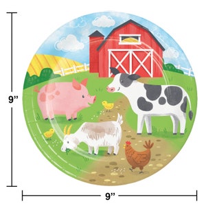 Farm Party Large Plates- Barnyard Party Plates, Farm Birthday, Farm ...