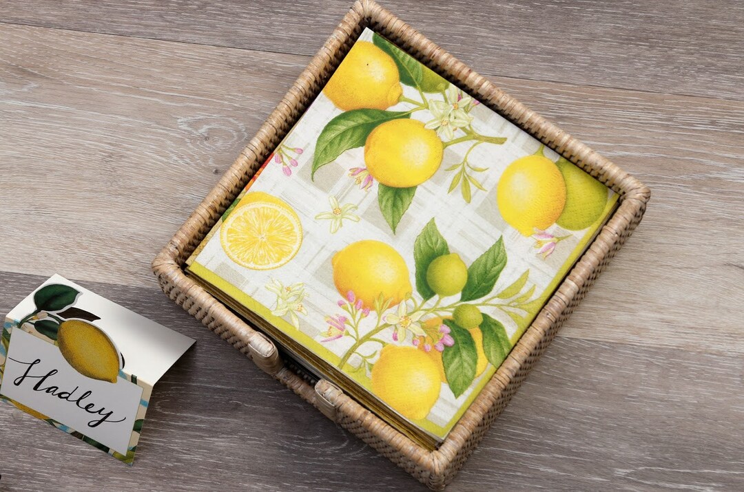 Fancy Lemon Party Napkins/ Lemon Bridal Shower Napkins / Lemon Napkins ...