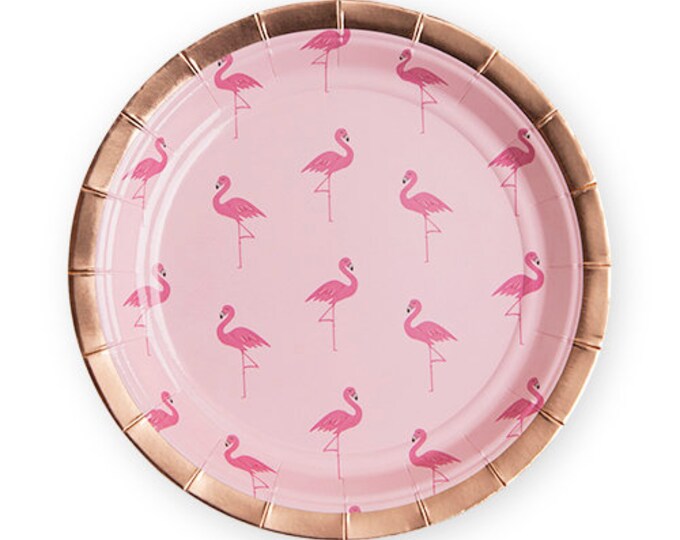 Rose Gold Flamingo Plates/ Tropical Party Plates/ Flamingo Party Plates ...