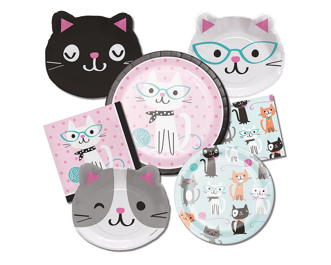Pretty Kitty Birthday Party Plates/ Cat Birthday Party Plates/ Kitty ...