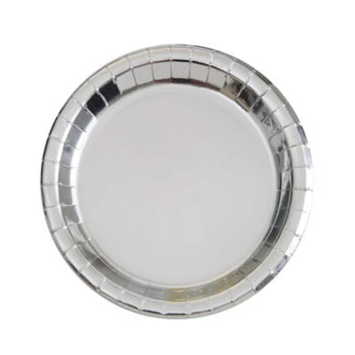 Metallic Silver Foil Paper Plates/ Shiny Silver Paper Plates/ | Etsy