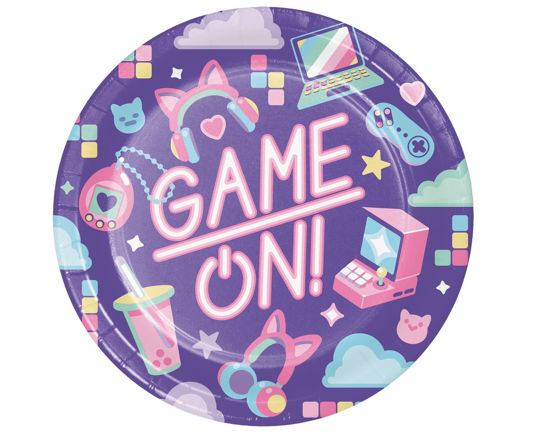 Girl Gamer Birthday Large Plates- Gamer Birthday Plates, Video Game ...