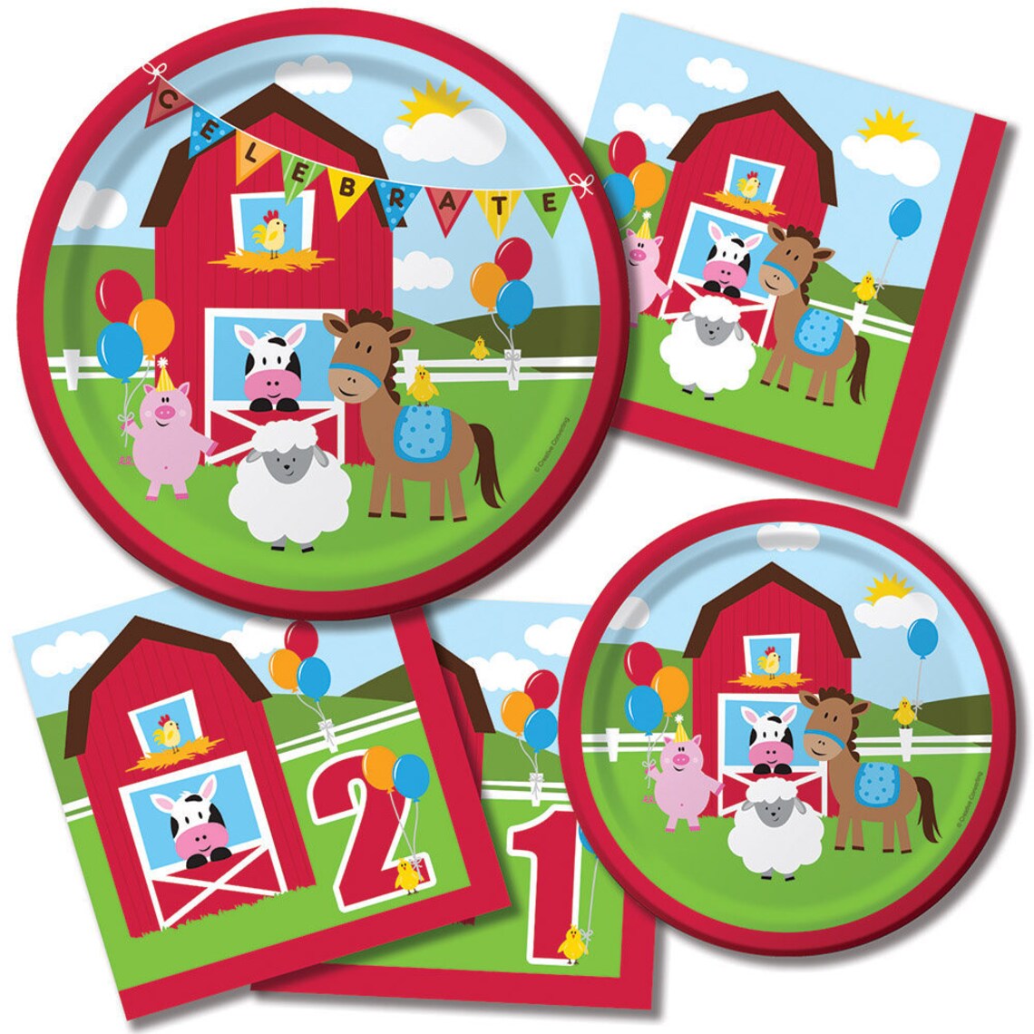 Farm Birthday Party Plates/ Barnyard Farm Party Plates/ Farm | Etsy