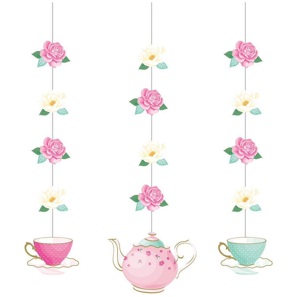 Tea Party Floral Hanging Decor / Fancy Tea Party Decorations / - Etsy