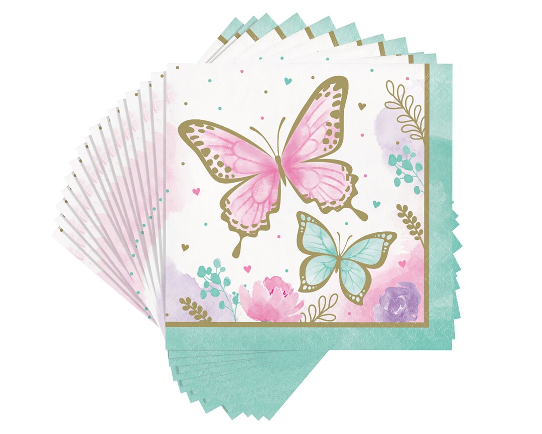 Butterfly Party Napkins- Large Butterfly Napkins, Butterfly Baby Shower ...