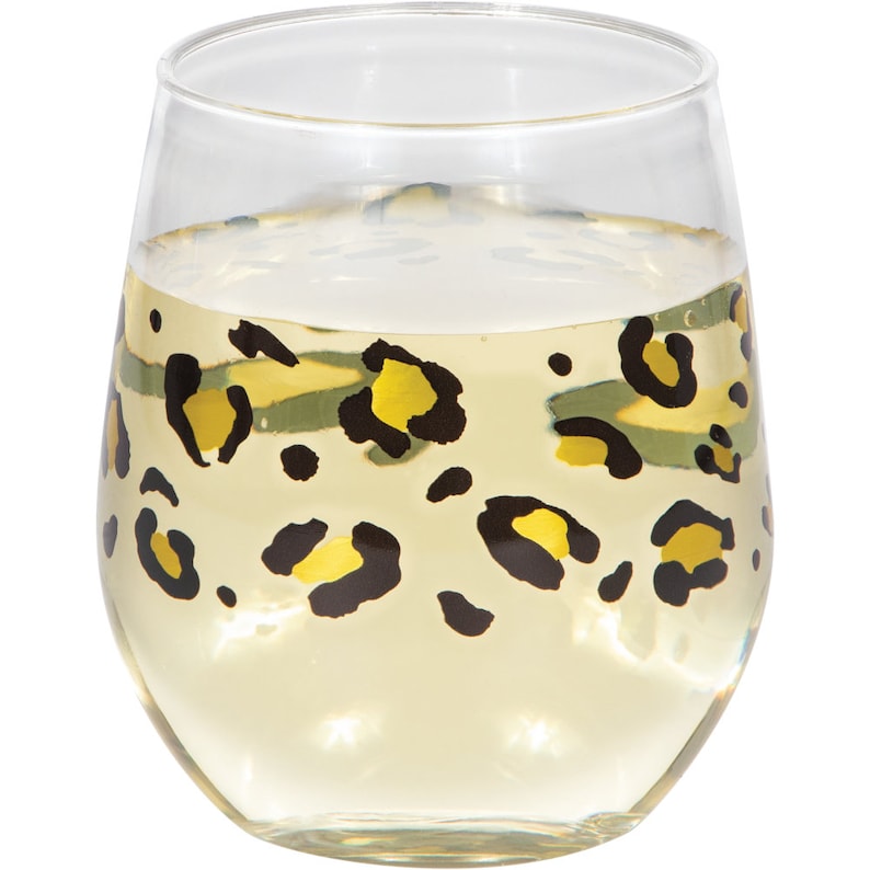 Leopard Print Wine Glasses 6 CT Leopard Print Cups Cheetah - Etsy