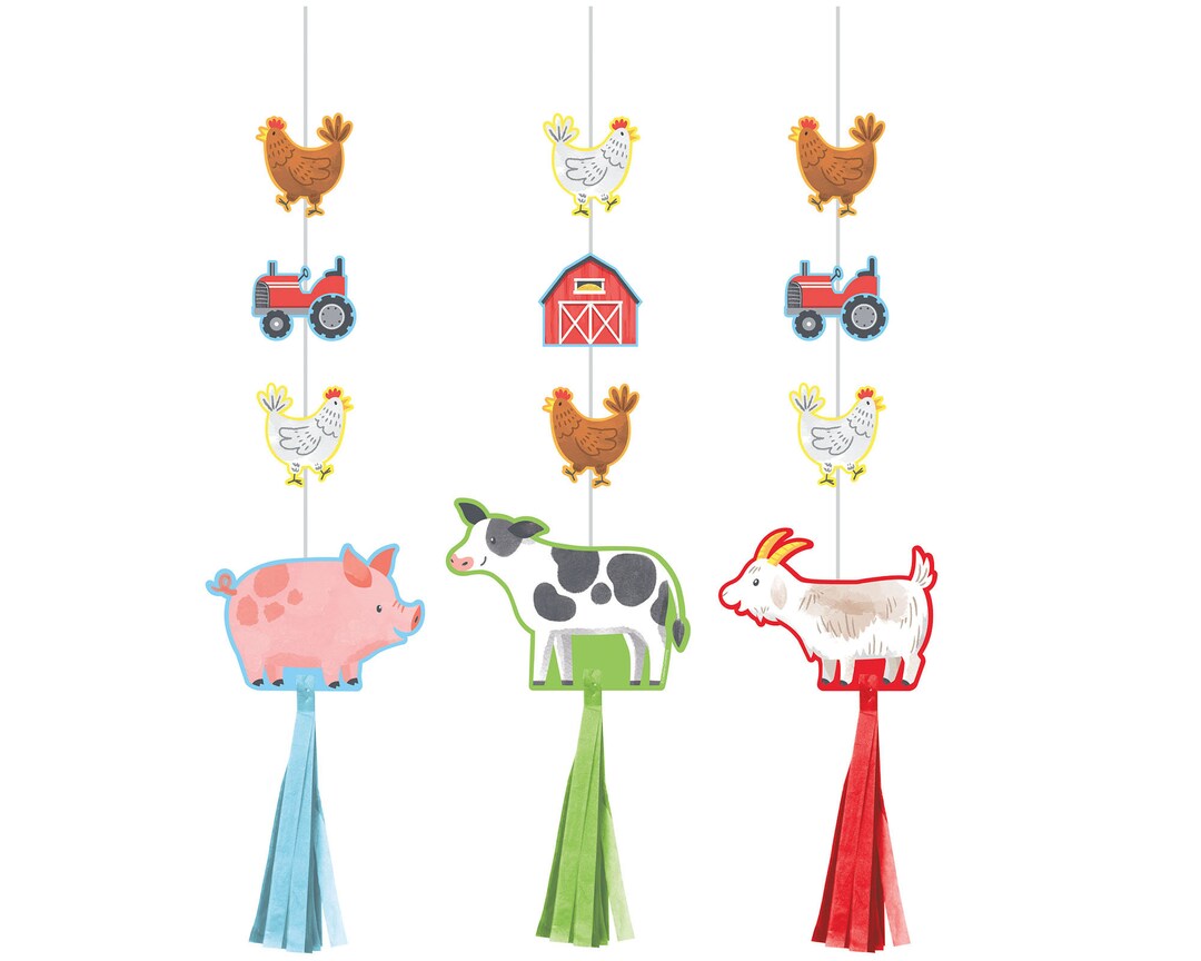 Farm Party Hanging Decor- Barnyard Party Decortaions, Farm Birthday ...