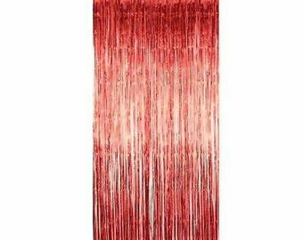 Red Metallic Curtain - Etsy
