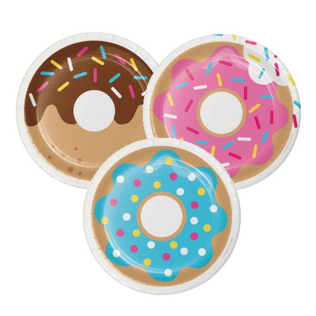 Dessert Donut Party Plates/ 8 CT Donut Theme Party Plates/ Donut Paper ...