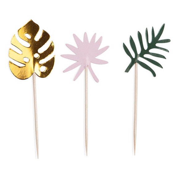 Tropical Party Picks/ Fancy Palm Leaf Picks/ Tropical Party - Etsy