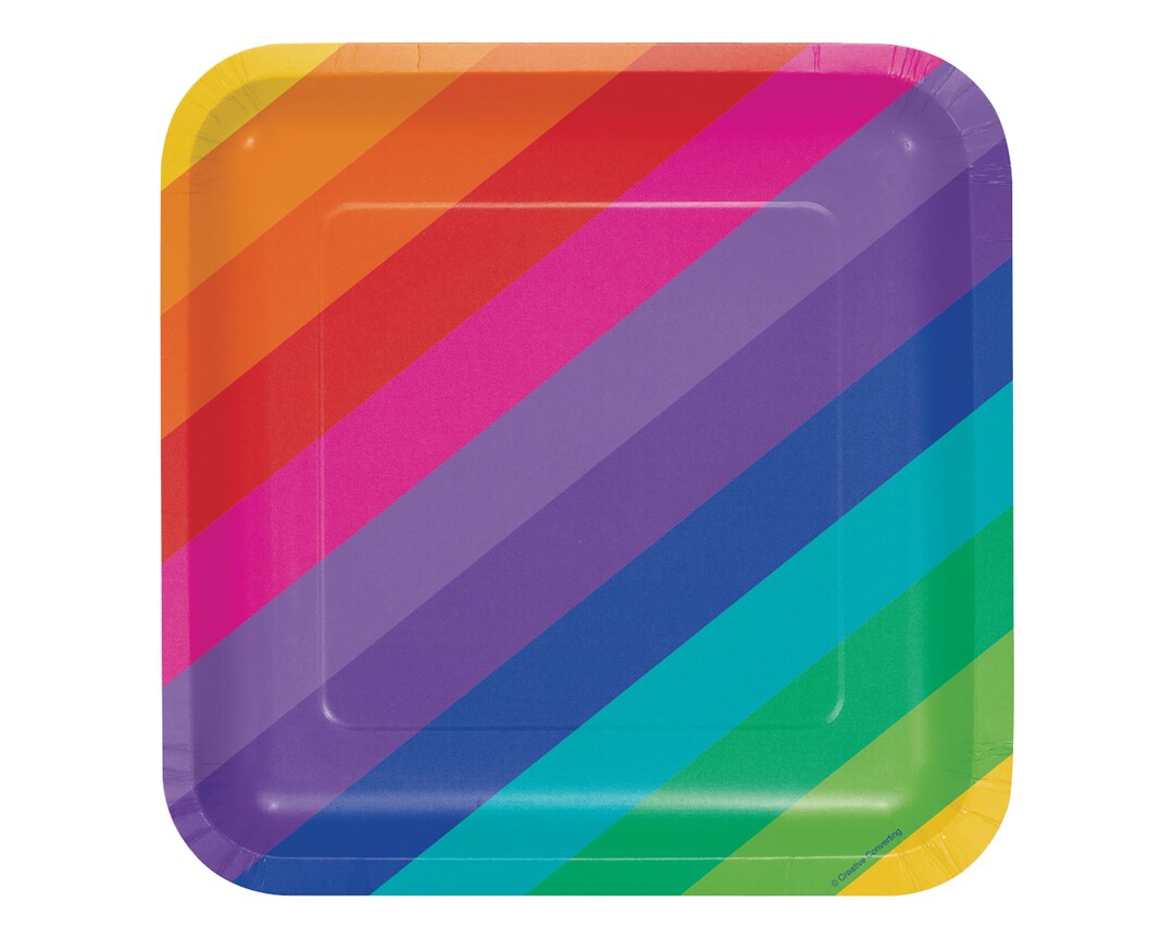 Square Rainbow Party Plates- Rainbow Party, Rainbow Birthday, Rainbow ...