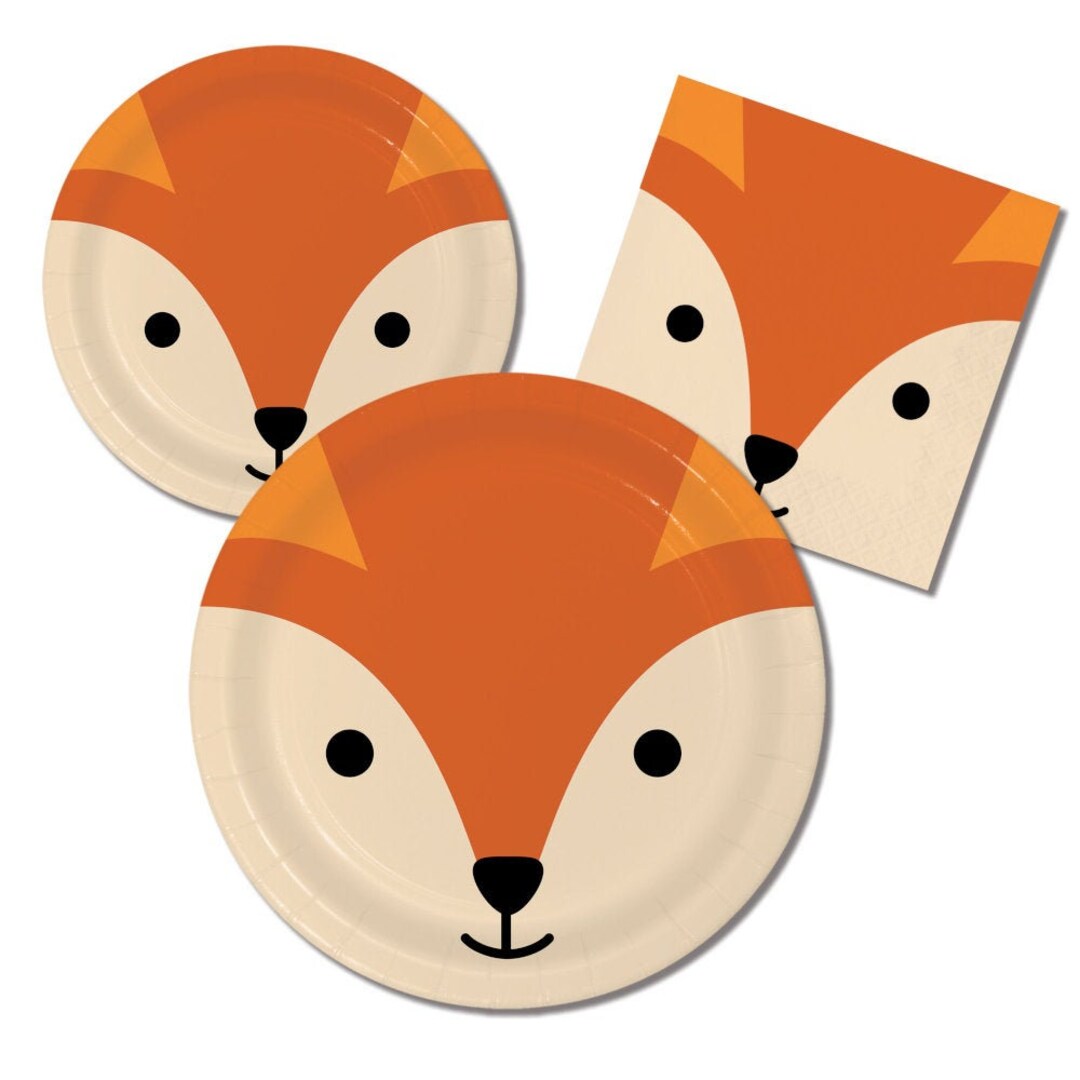 Woodland Party Supplies Fox Party Plates, Woodland Baby Shower Plates ...