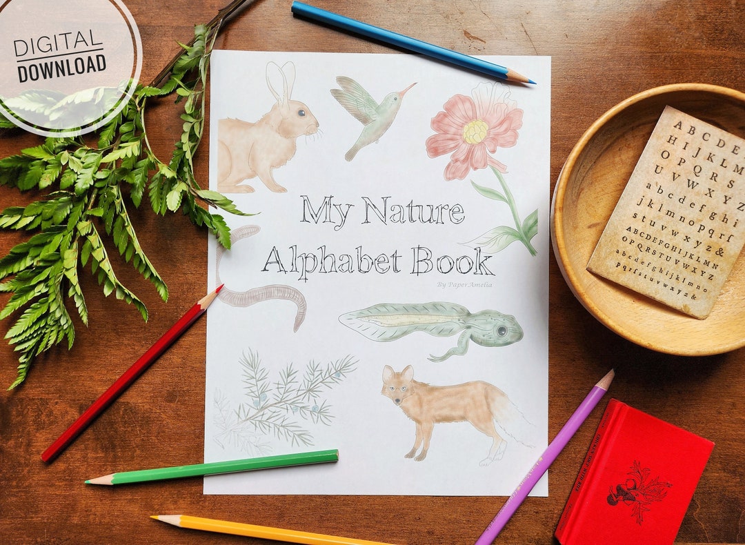 My Nature Alphabet Book- DIGITAL DOWNLOAD- Nature Inspired Coloring ...