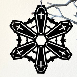 Coffin and Bats Snowflake Ornament, Laser Cut Acrylic Christmas ...