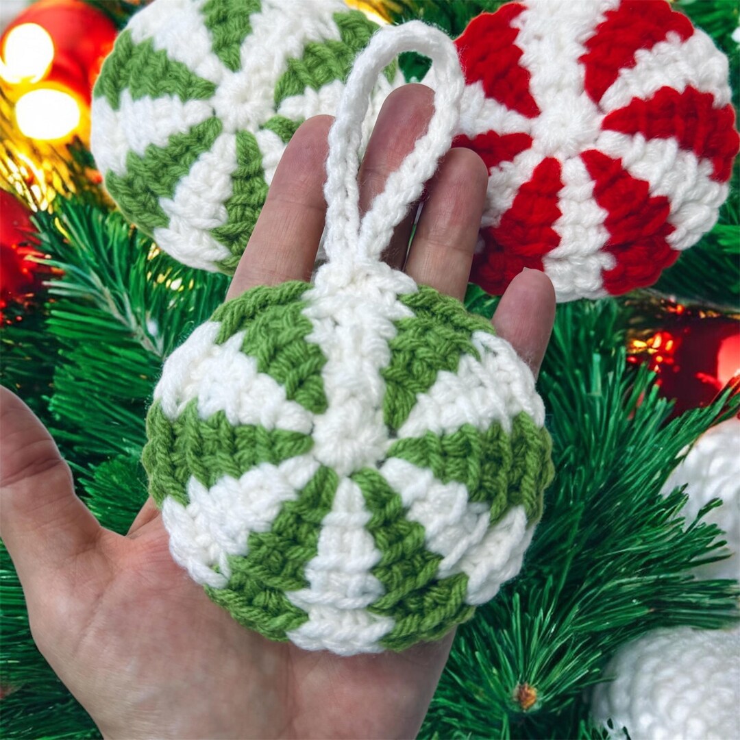 Peppermint Ornament - Christmas Crochet - Holiday Ornament - Crochet ...