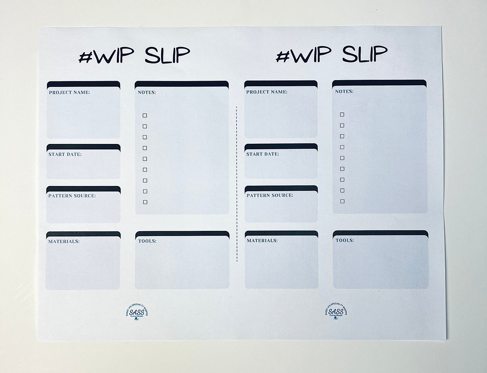 PRINTABLE WIP Slip Template 3 Colors Downloadable PDF Work - Etsy