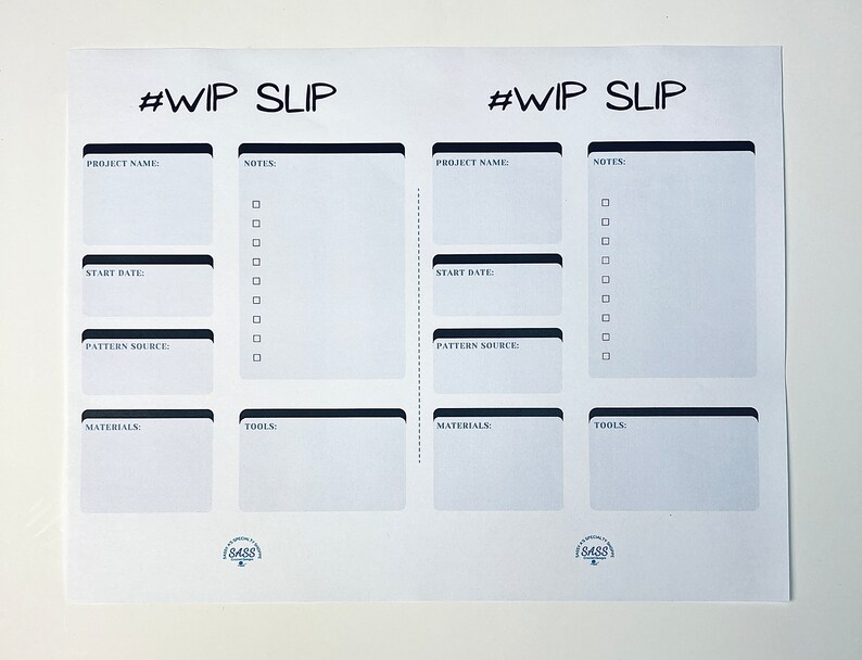 PRINTABLE WIP Slip Template 3 Colors - Downloadable PDF - Work in ...