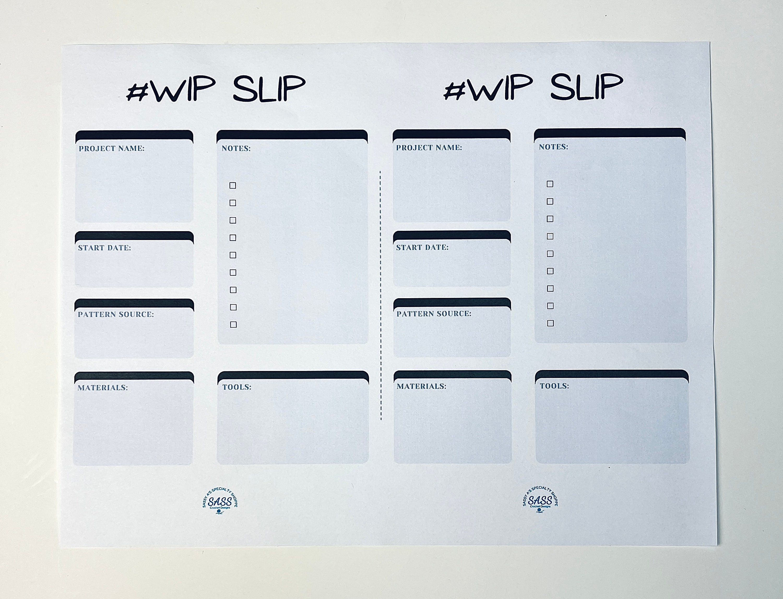 PRINTABLE WIP Slip Template 3 Colors - Downloadable PDF - Work in ...