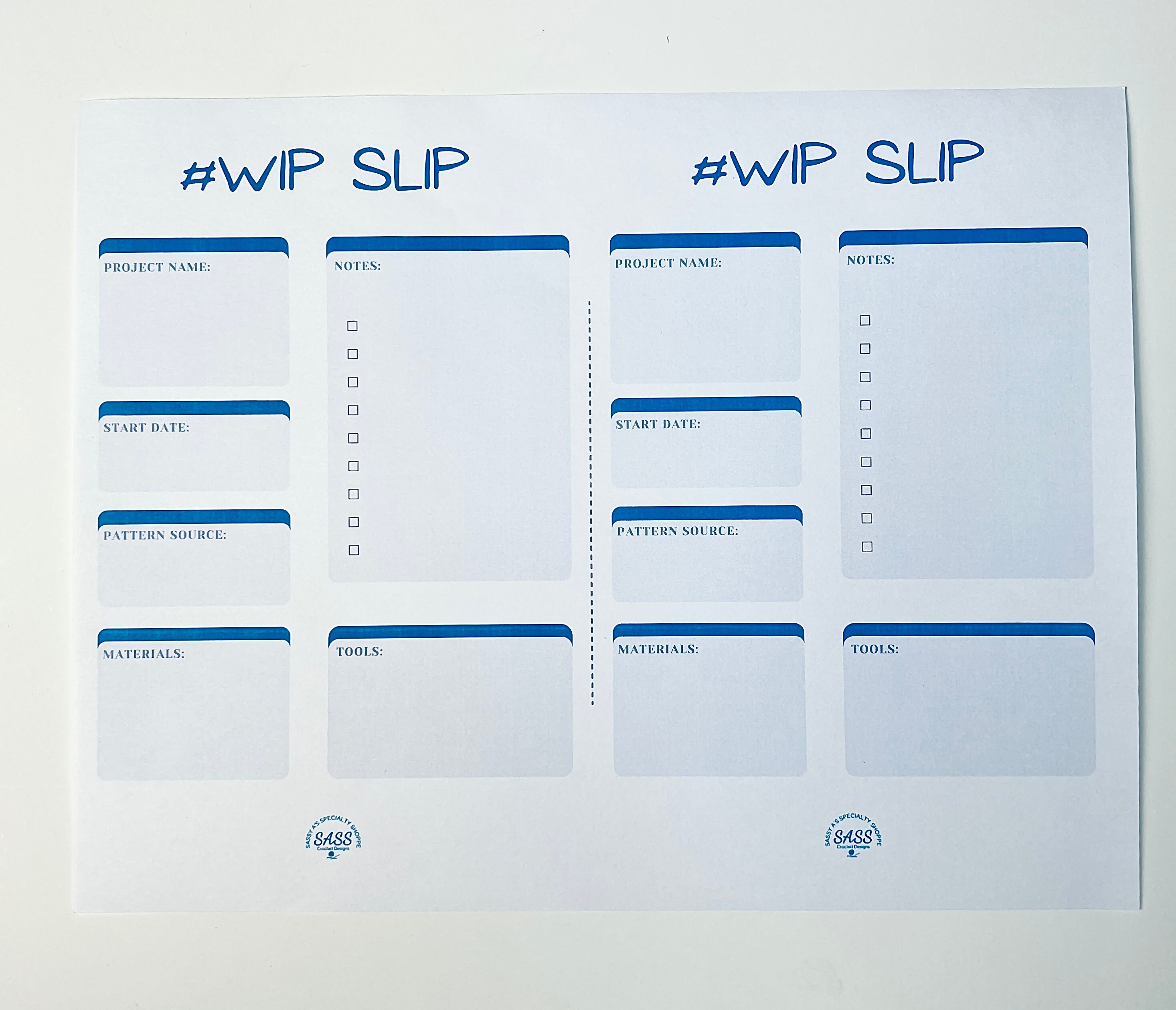 PRINTABLE WIP Slip Template 3 Colors - Downloadable PDF - Work in ...